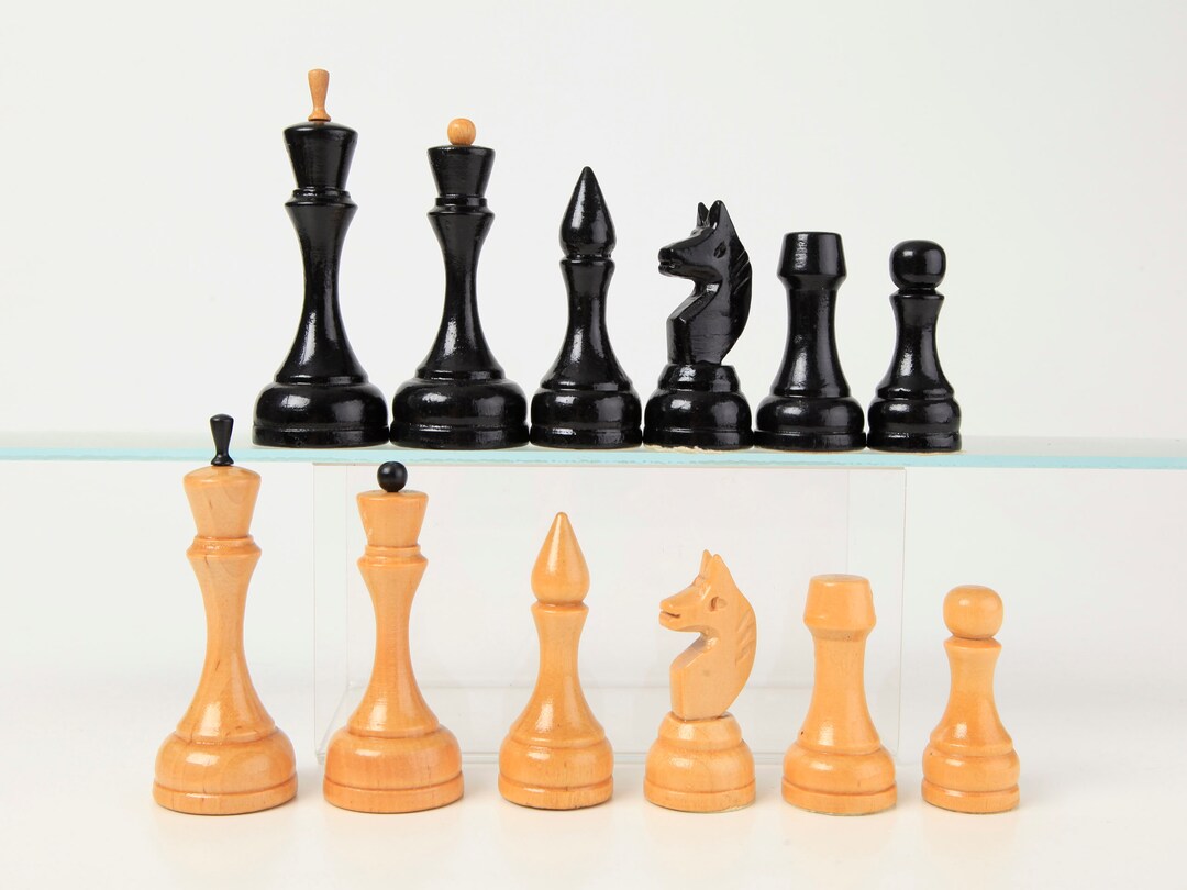 Vintage Wooden Soviet Chess Set From the 1980's, KH 11,5cm/4,5, Large ...