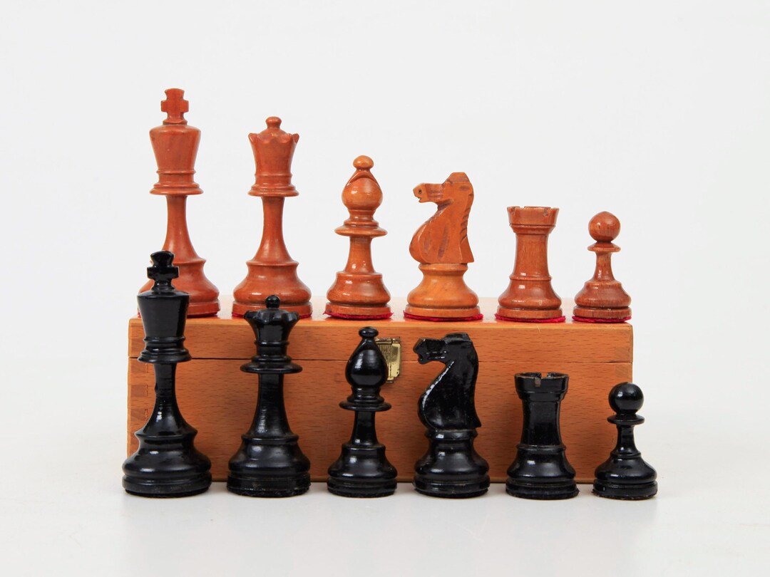 Vintage Weighted Staunton Chess Set KH 9,2 Cm./3,6 In., Wooden Chess ...