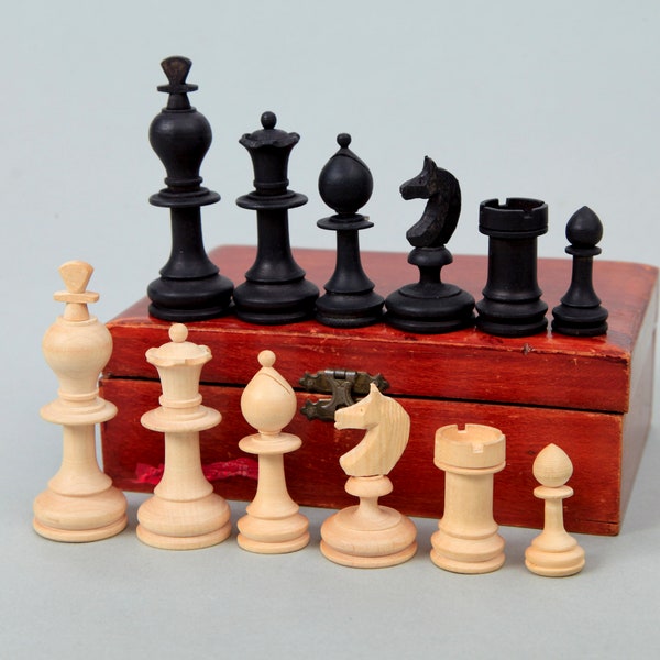 Antique German Chess Set - Etsy