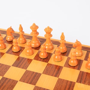 Vintage Swiss Made glass Eyed Chess Set With Marquetry Folding Chess ...