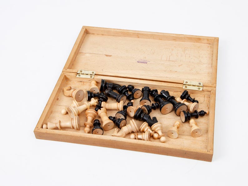 Vintage German Chess Set With Folding Chess Board KH 7,5cm /3", 1960's ...
