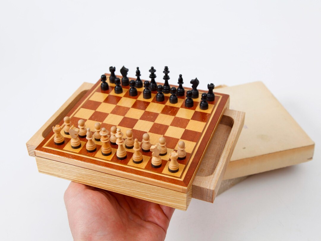 Vintage Magnetic Chess Set 15x15cm./ 6x6", 1970's German Travel Chess ...