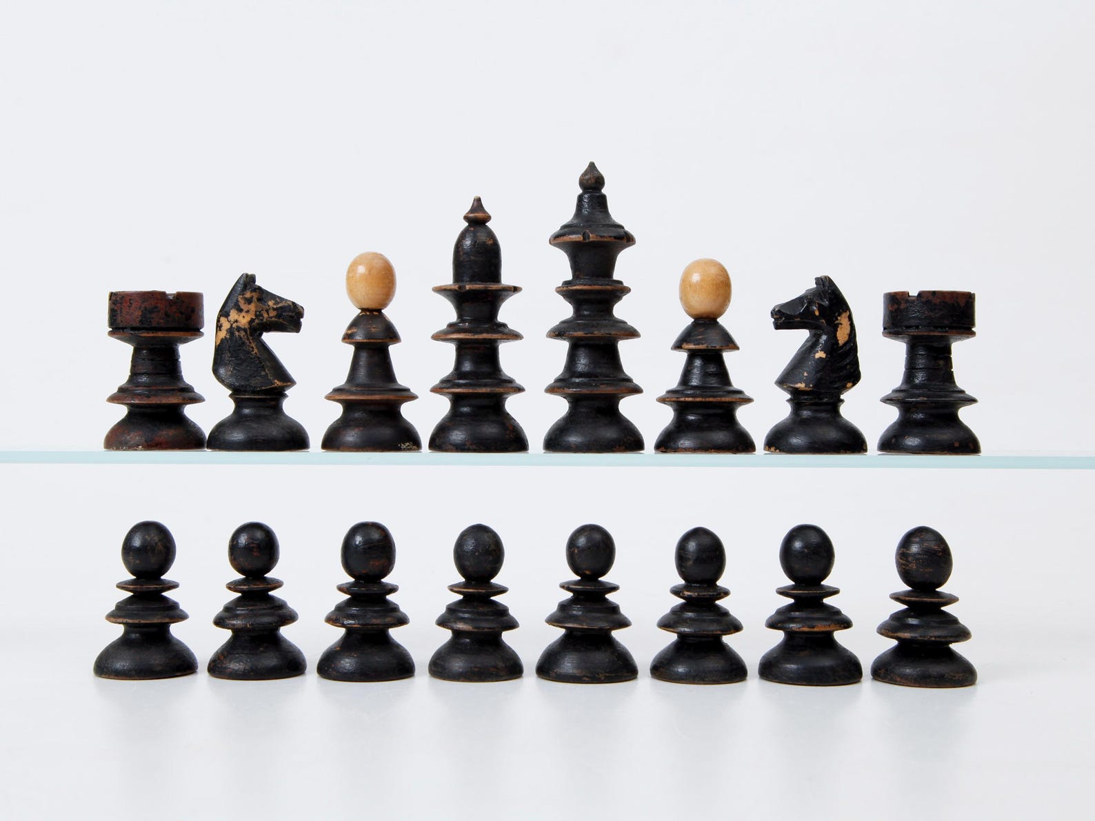 Antique Vintage Coffee House Chess Set KH 9,2 Cm/3,7", Old Handmade ...
