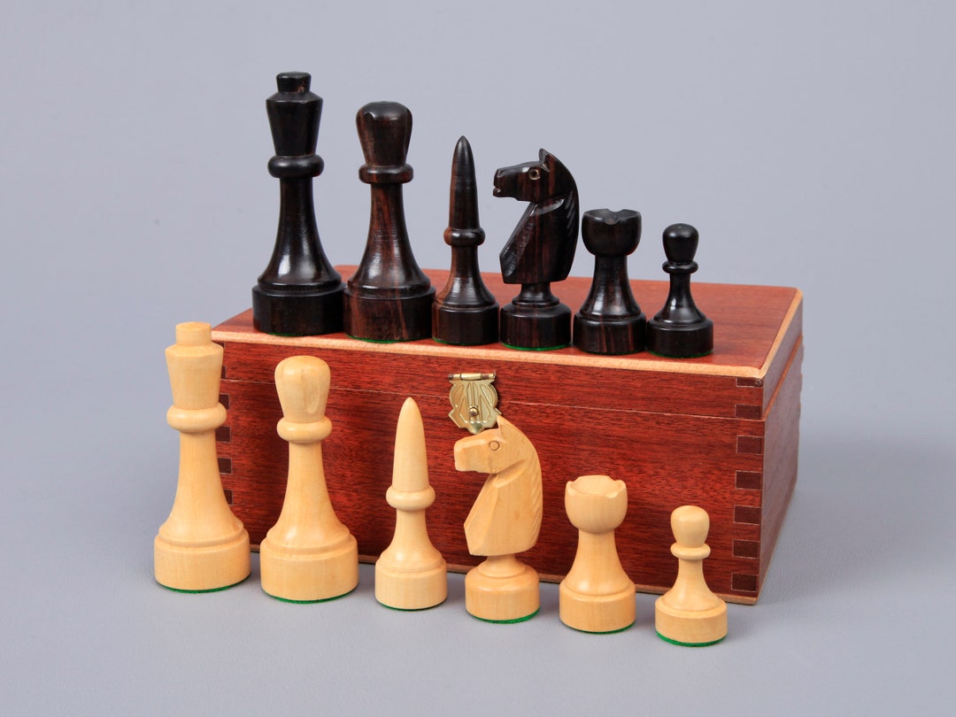 Modern German Bundesform Chess Set, KH 9cm /3,5 In., Exotic Wood ...