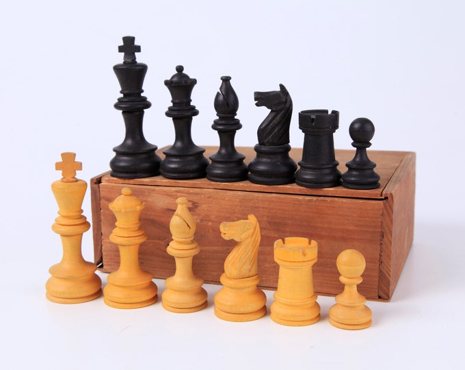 Antique German Chess Set From 1930's K9,3 Cm/ 3.7, Old Handmade Wooden ...