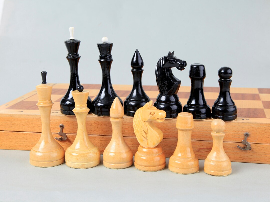 Vintage Soviet Tournament Chess Set With Folding Board, KH 12cm/4,65in ...
