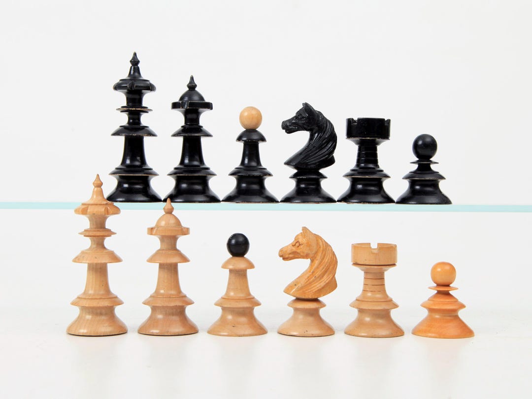 Antique Vintage Coffee House Chess Set KH 8,5 Cm/3,35 In.,old Handmade ...