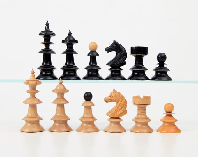 Antique Vintage Coffee House Chess Set KH 8,5 Cm/3,35 In.,old Handmade ...