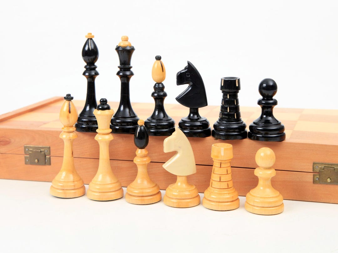 Original Czech "klubovka" Chess Set With Folding Board KH 10,7cm/4,3 In ...
