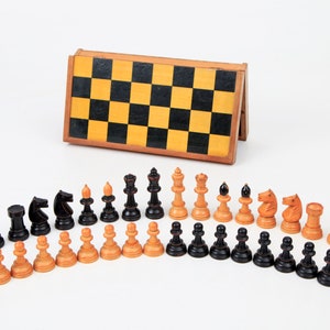 Vintage Hungarian Chess Set With Folding Board KH 8,2cm/3,2, Old ...