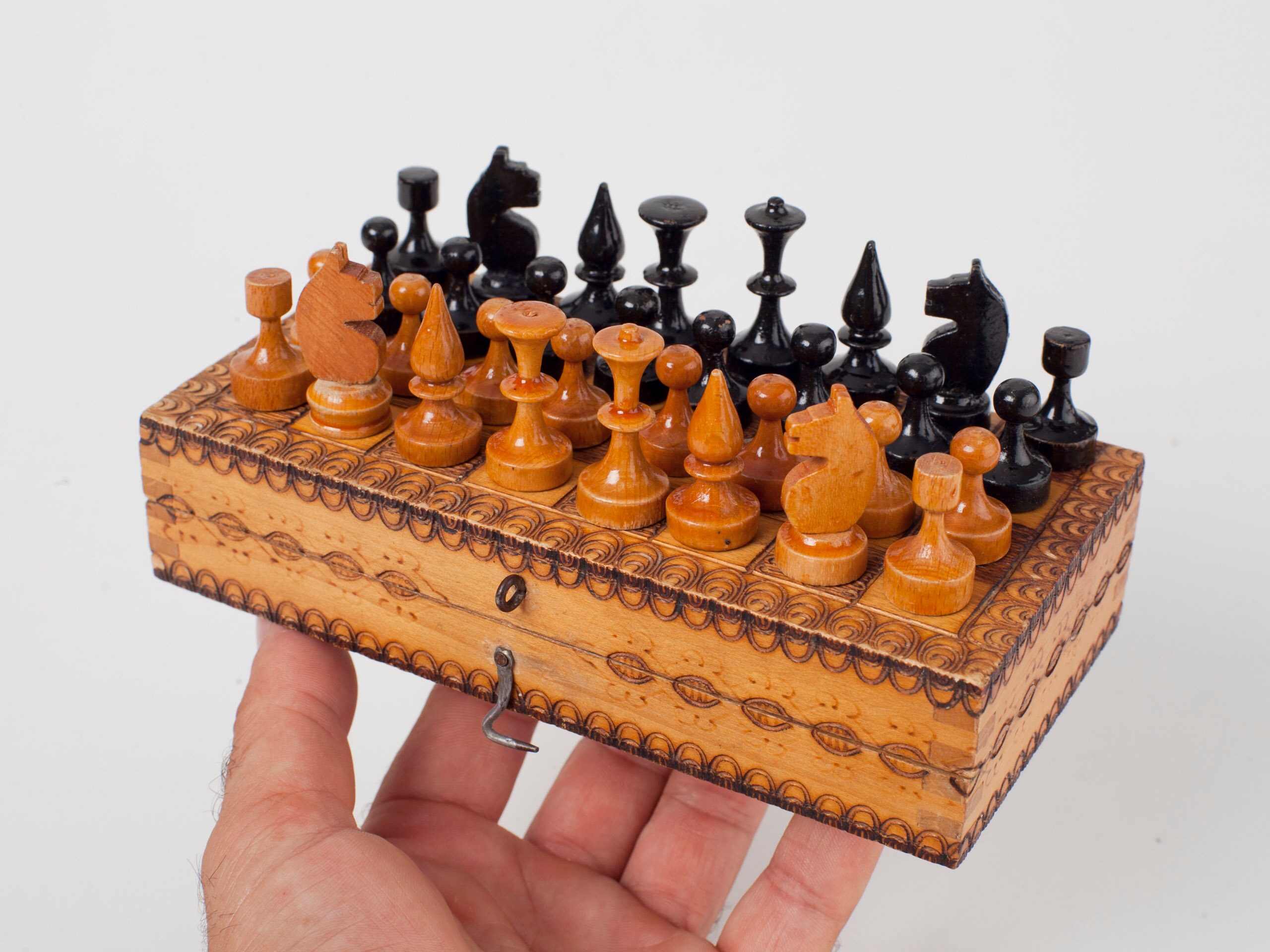 Games & Puzzles Wooden Travel Chess Set with Pyrography Decorated ...