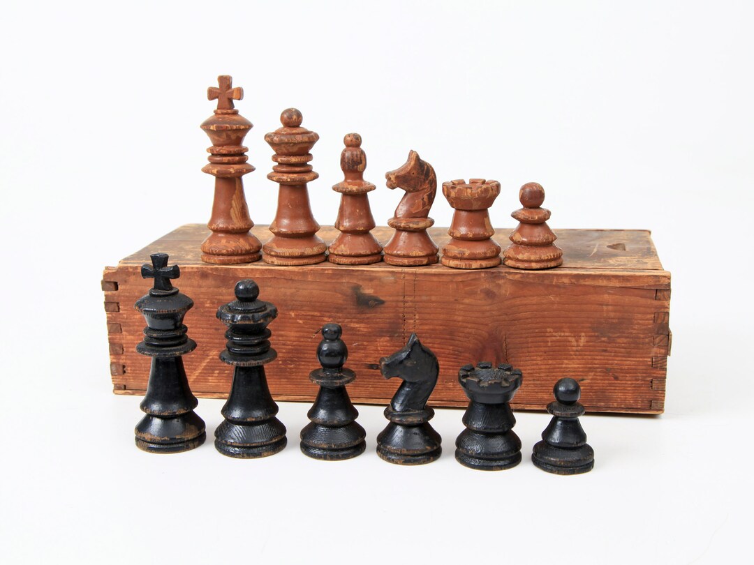 Very Old Handmade Chess Set, KH 10 Cm/4 In., Antique Vintage Rare Chess ...