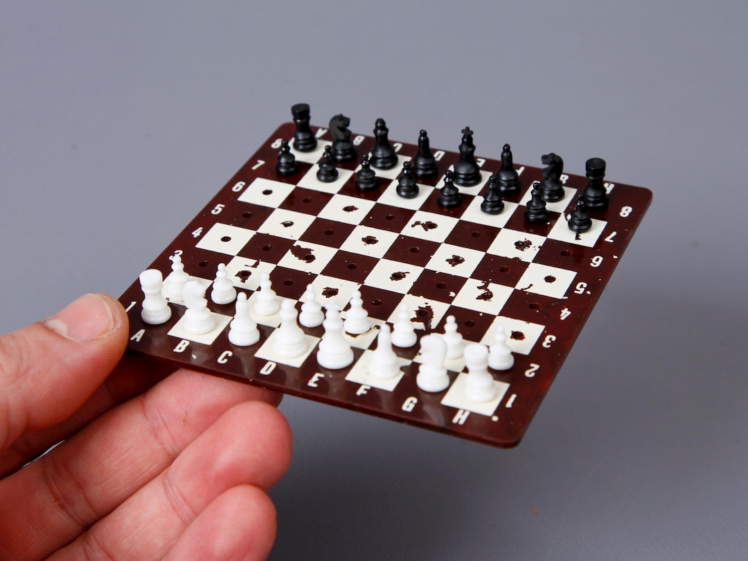 Vintage Plastic Mini Chess Set 10x10cm. /4x4", Miniature Plastic Travel ...