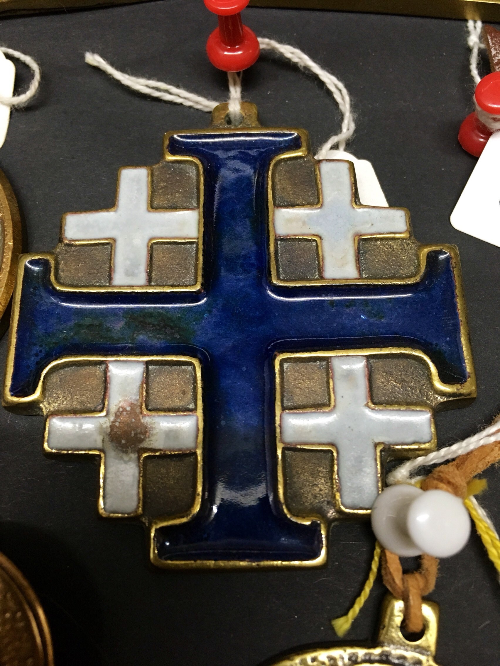 Religious Art Bronze Enamelled Jerusalem Cross