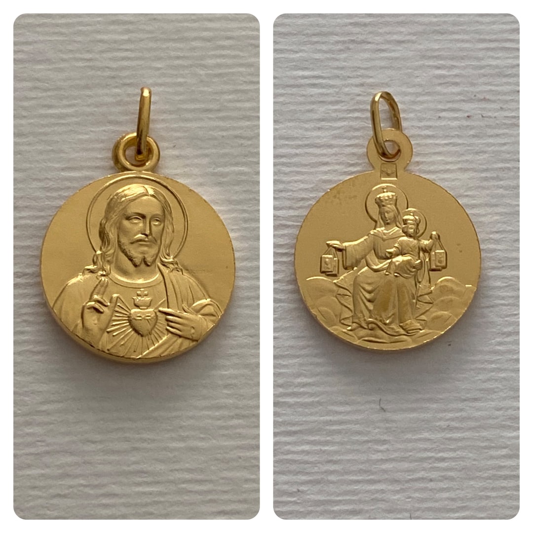 FREE SHIPMENT Medal Pendant Scapular 16mm Gold Plated 3 Microns Amazing ...