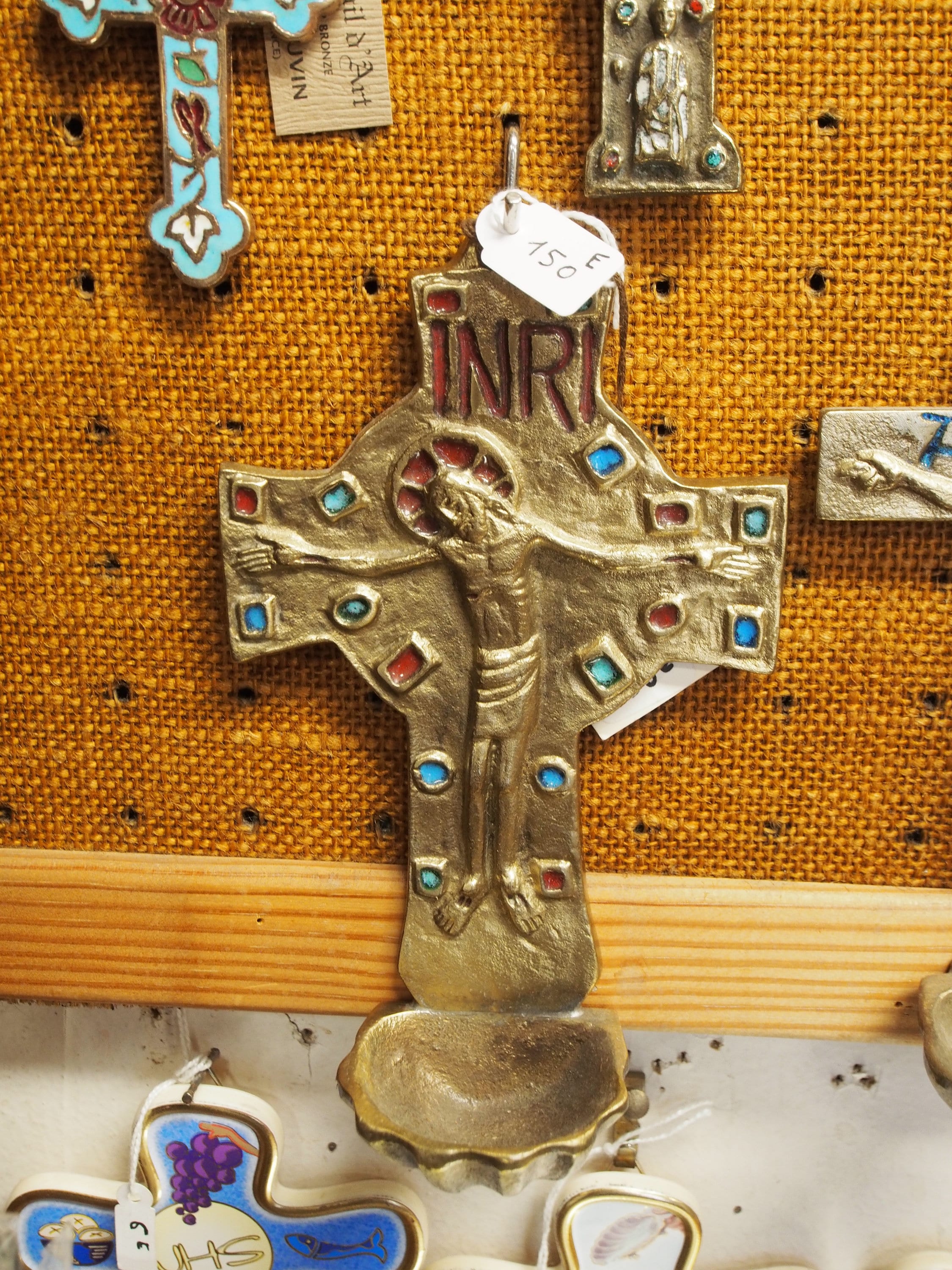 INRI Jesus Crucifix bronze cross style middle age