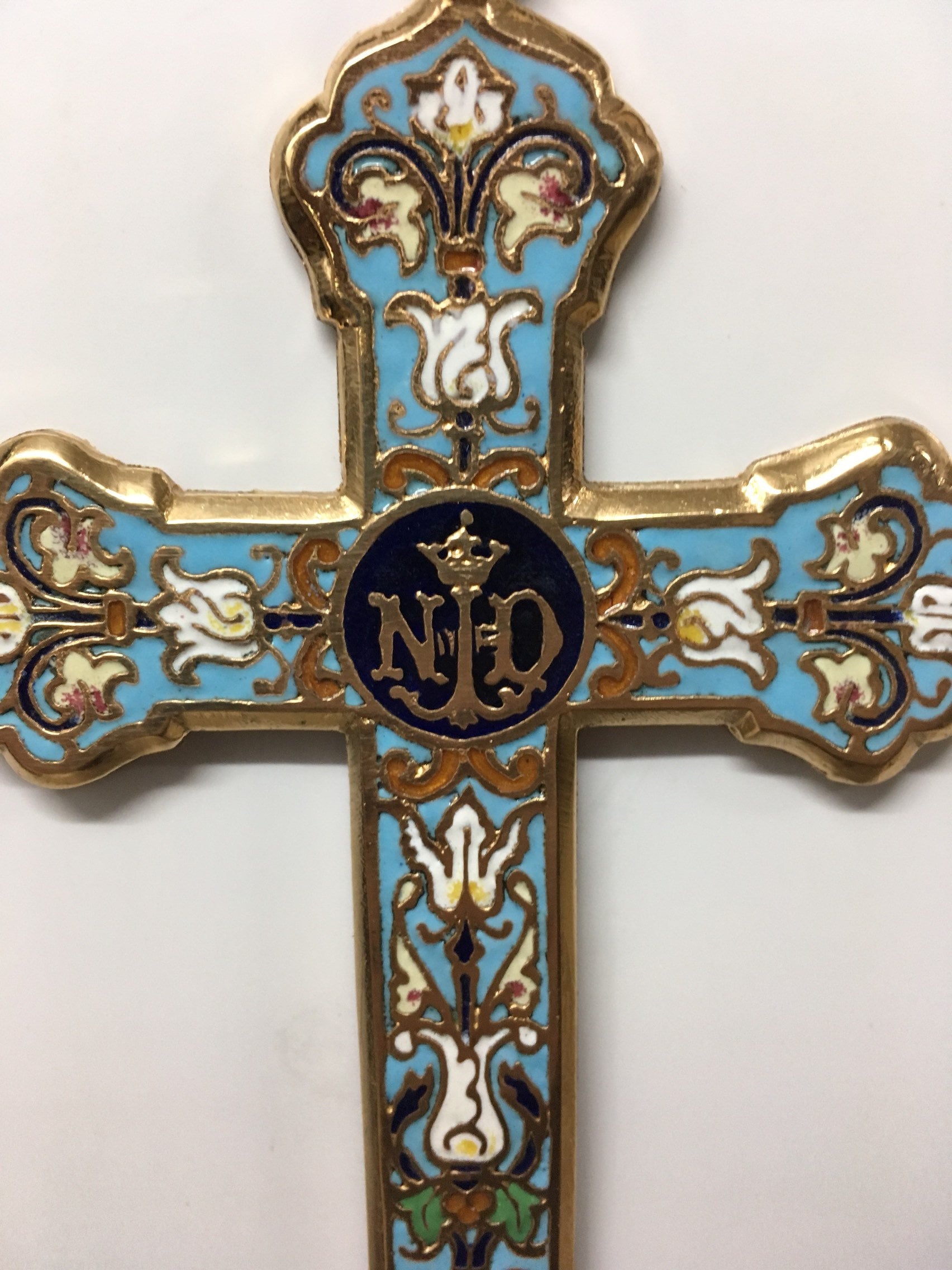 Enameled bronze cross vitrified multicouleurs antique style