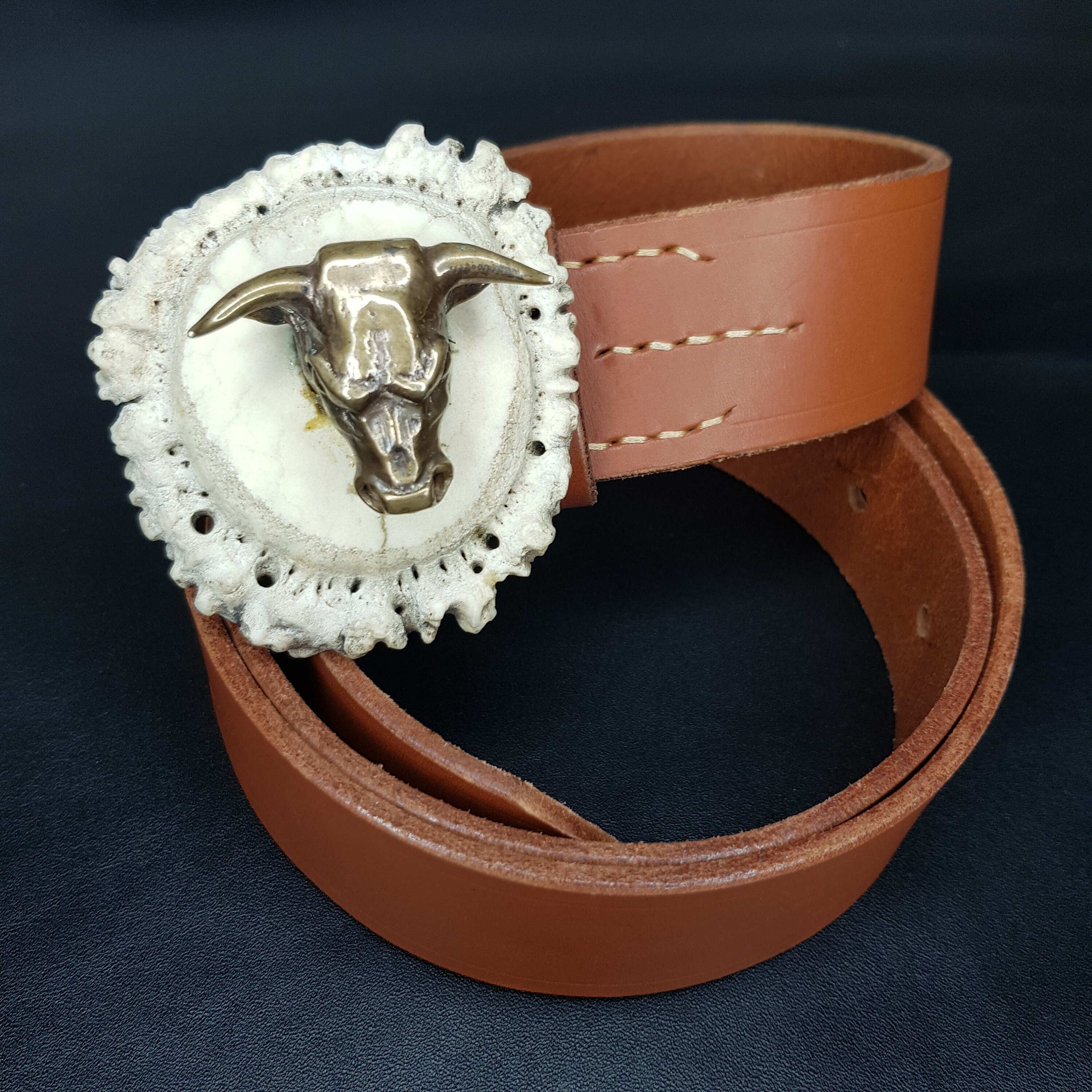 NEW Handmade Leather Belt bull Symbol of 2021, Buckle From the Horn of ...