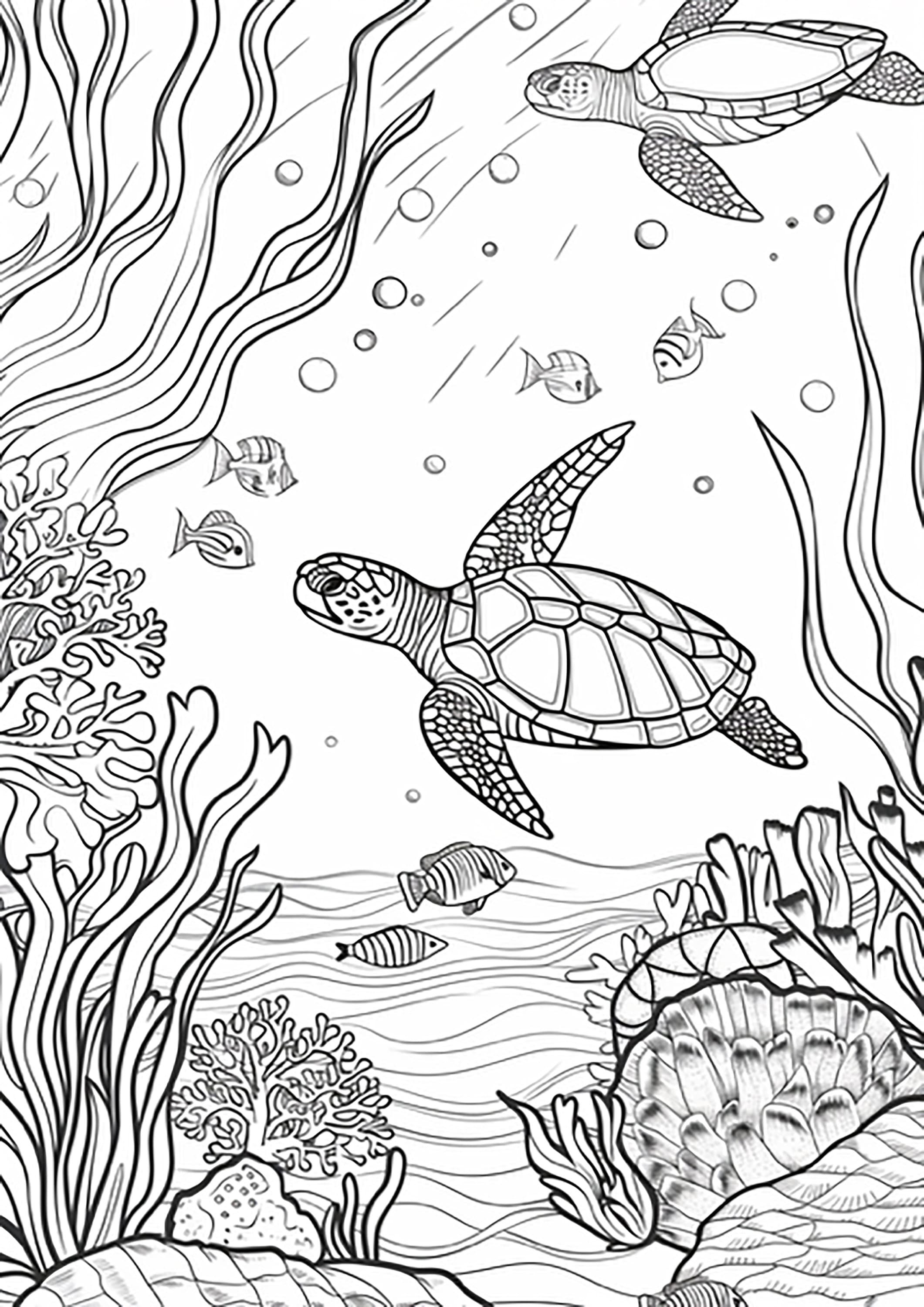 Coloring Pages of Sea World for Children and Adults to Print - Etsy