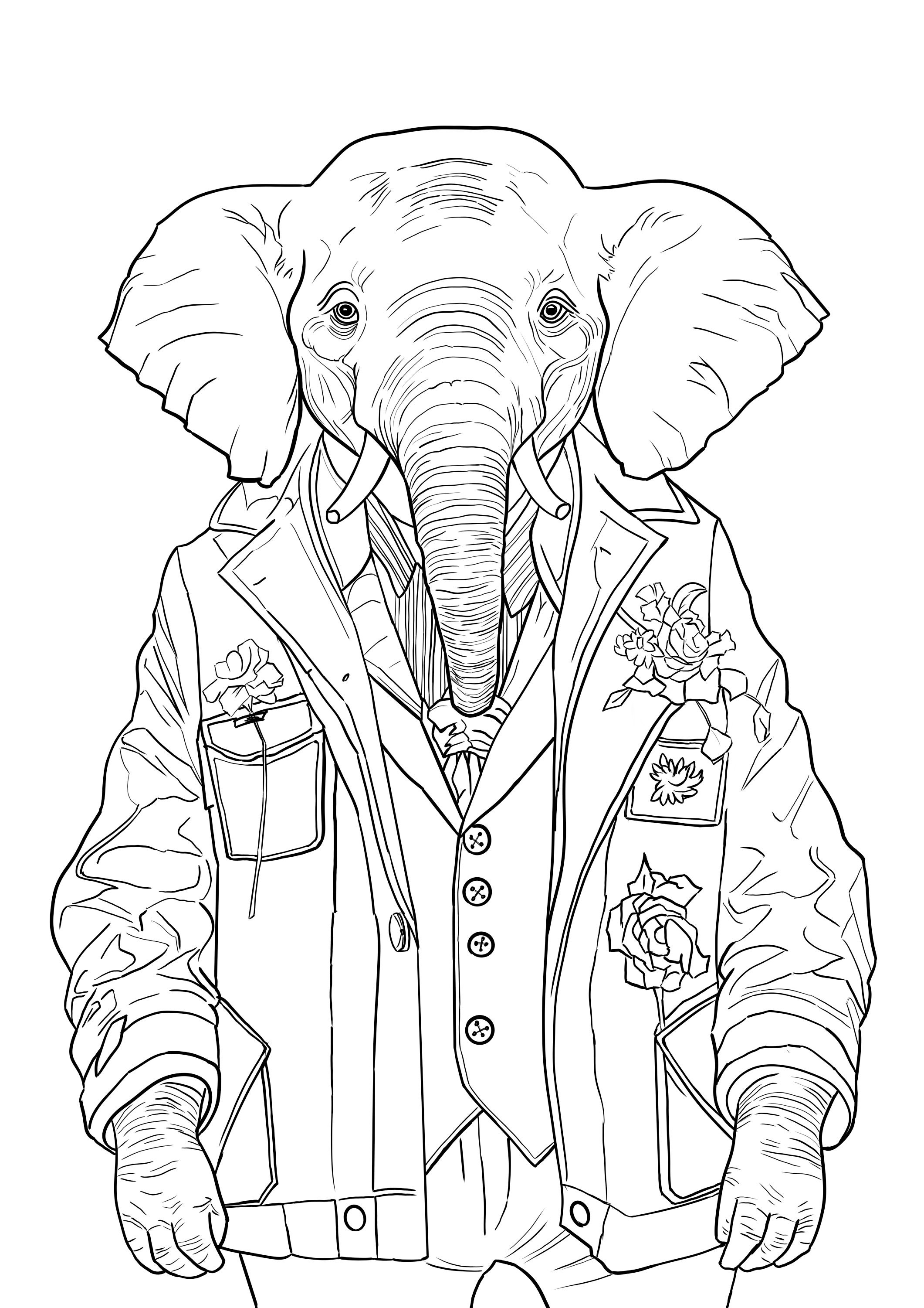 Coloring Pages of Animals in Clothes for Children and Adults to Print ...