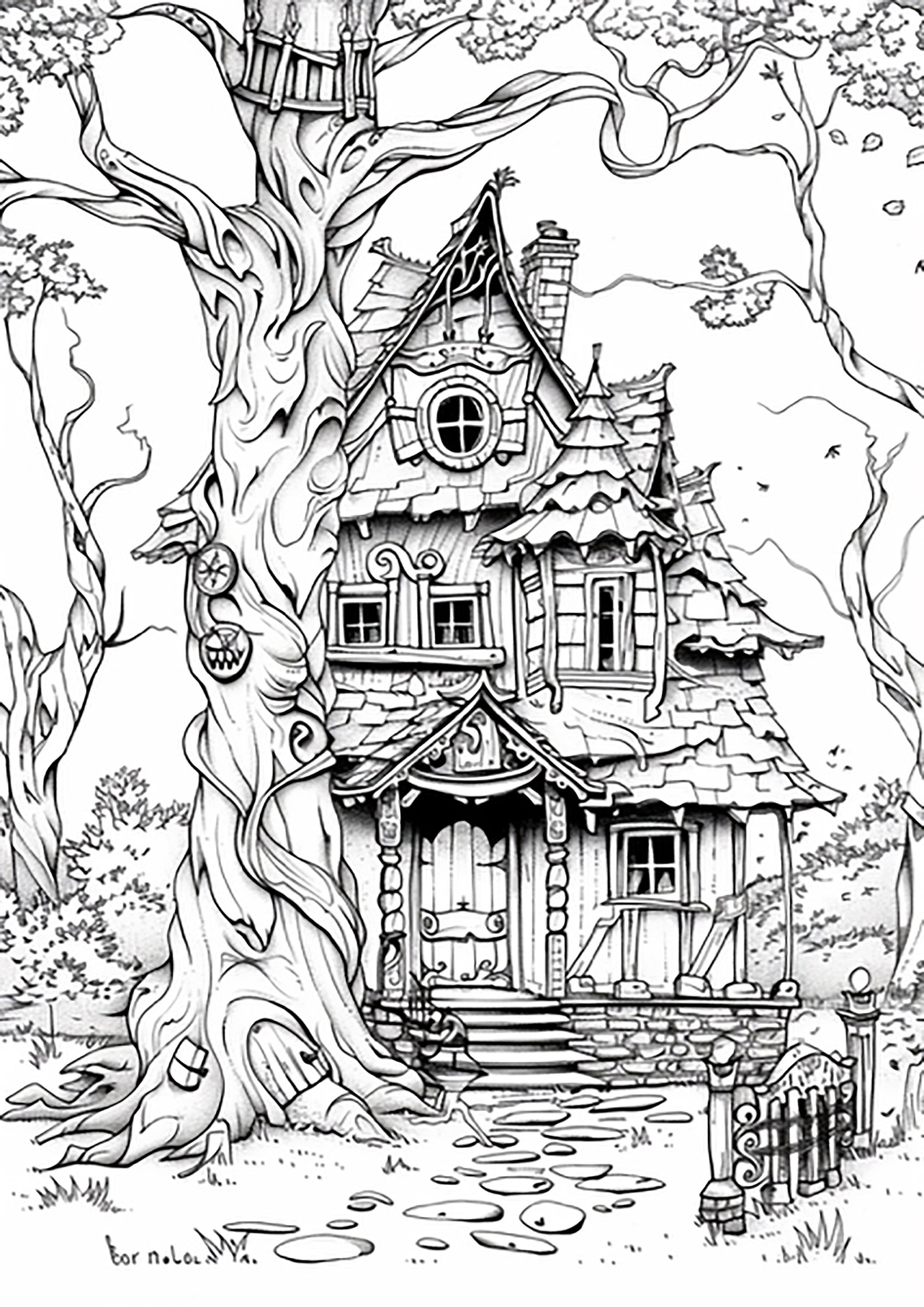 Fairy Houses Coloring Pages for Children and Adults to Print - Etsy