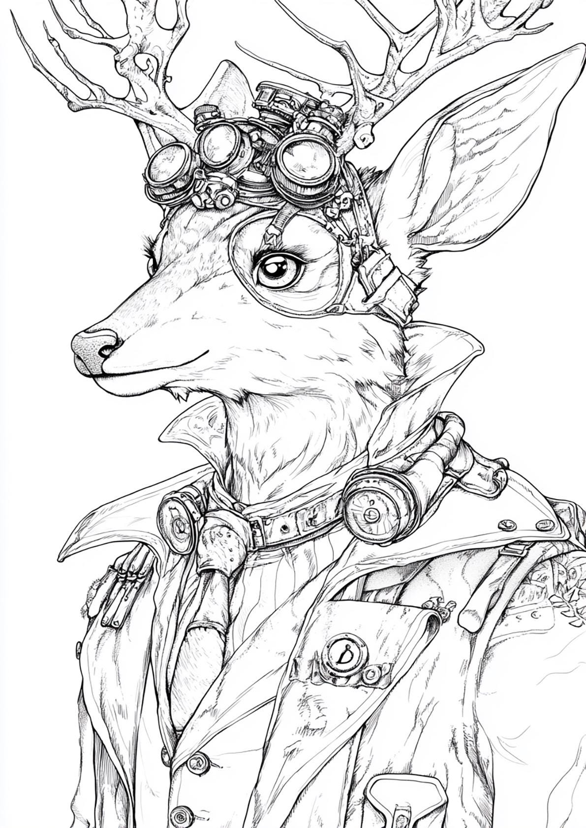 Аnimals in Steampunk Clothing Coloring Pages for Children and Adults - Etsy