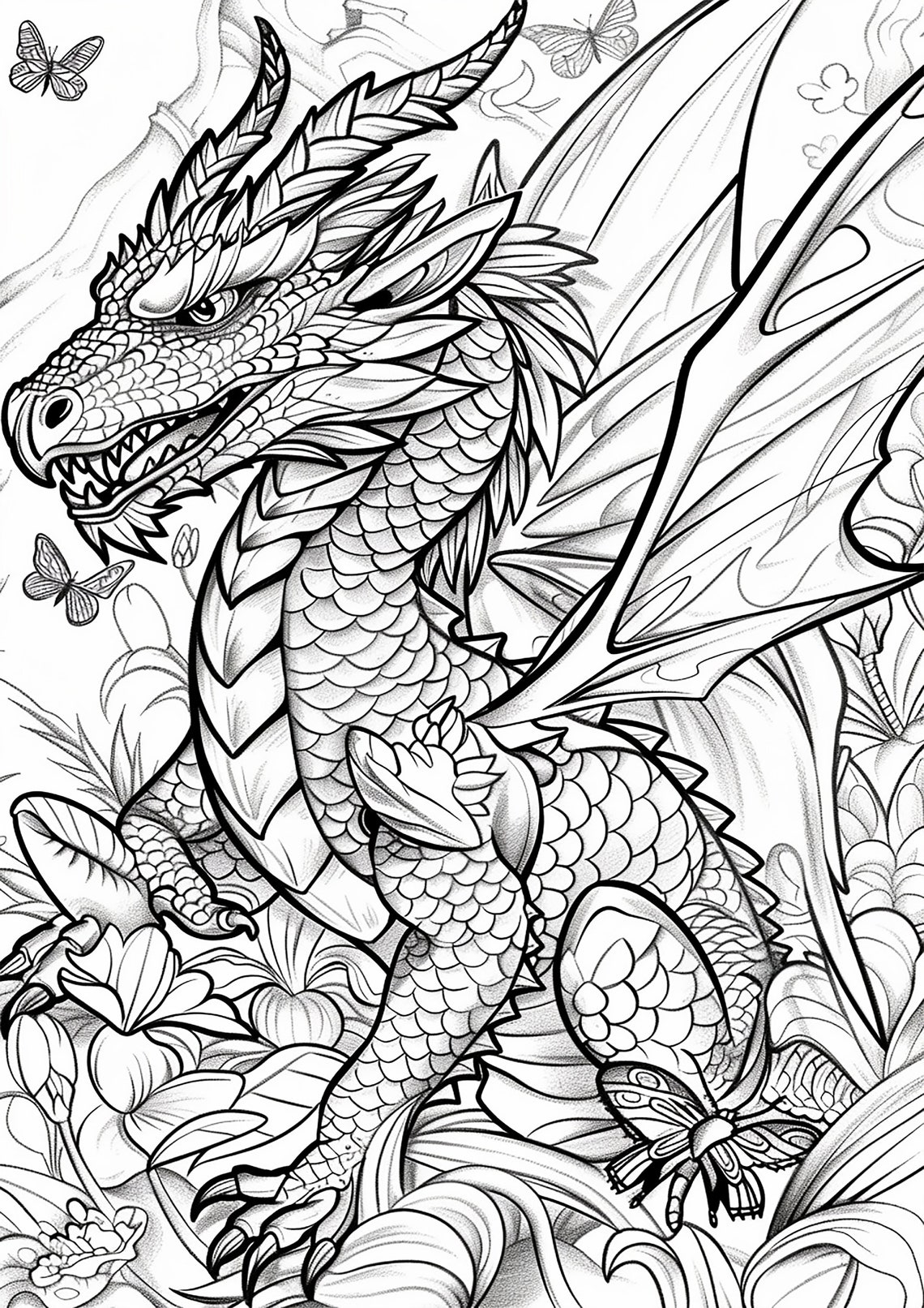 Fairy Dragons Coloring Pages for Children and Adults to Print - Etsy