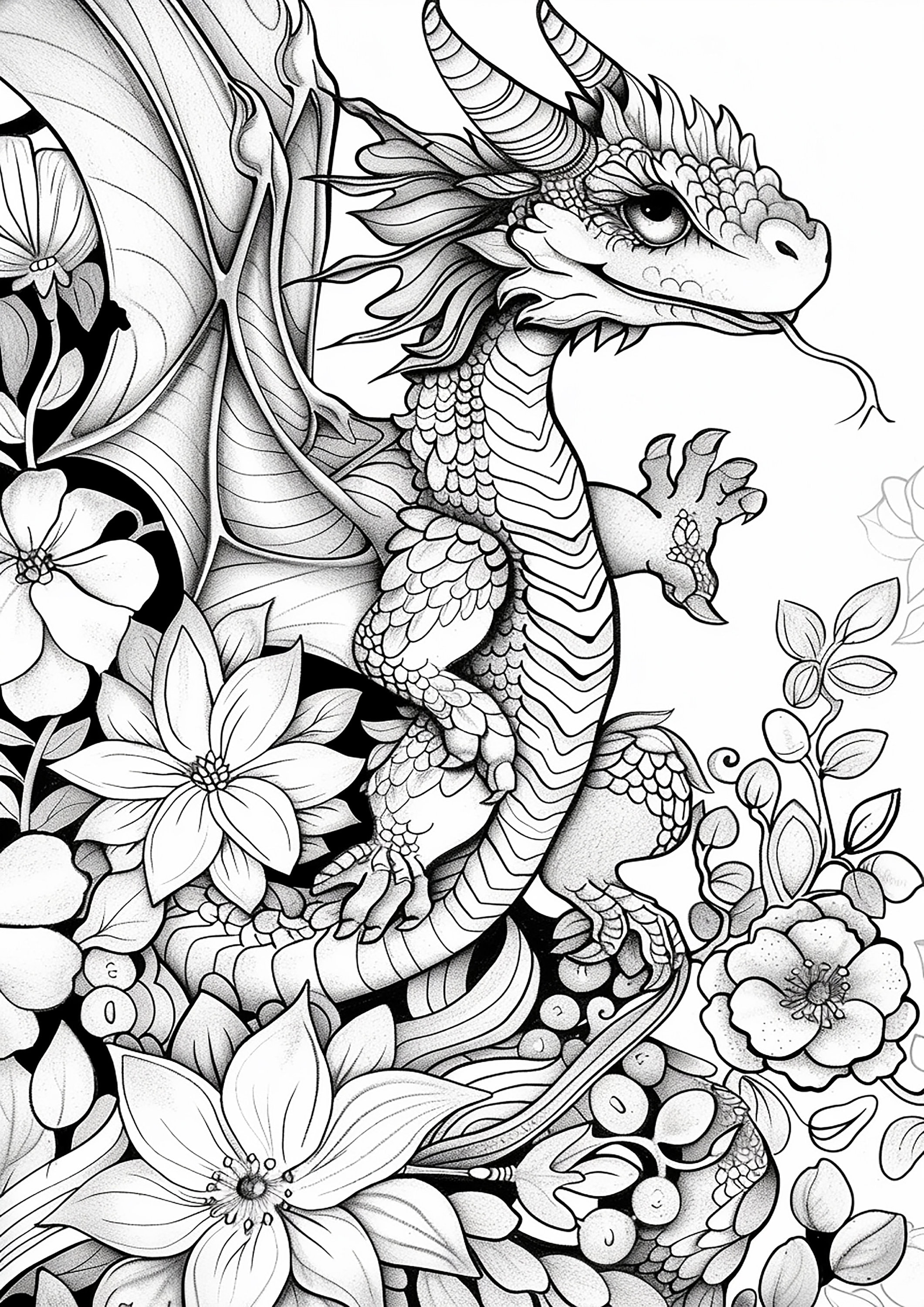Fairy Dragons Coloring Pages for Children and Adults to Print - Etsy
