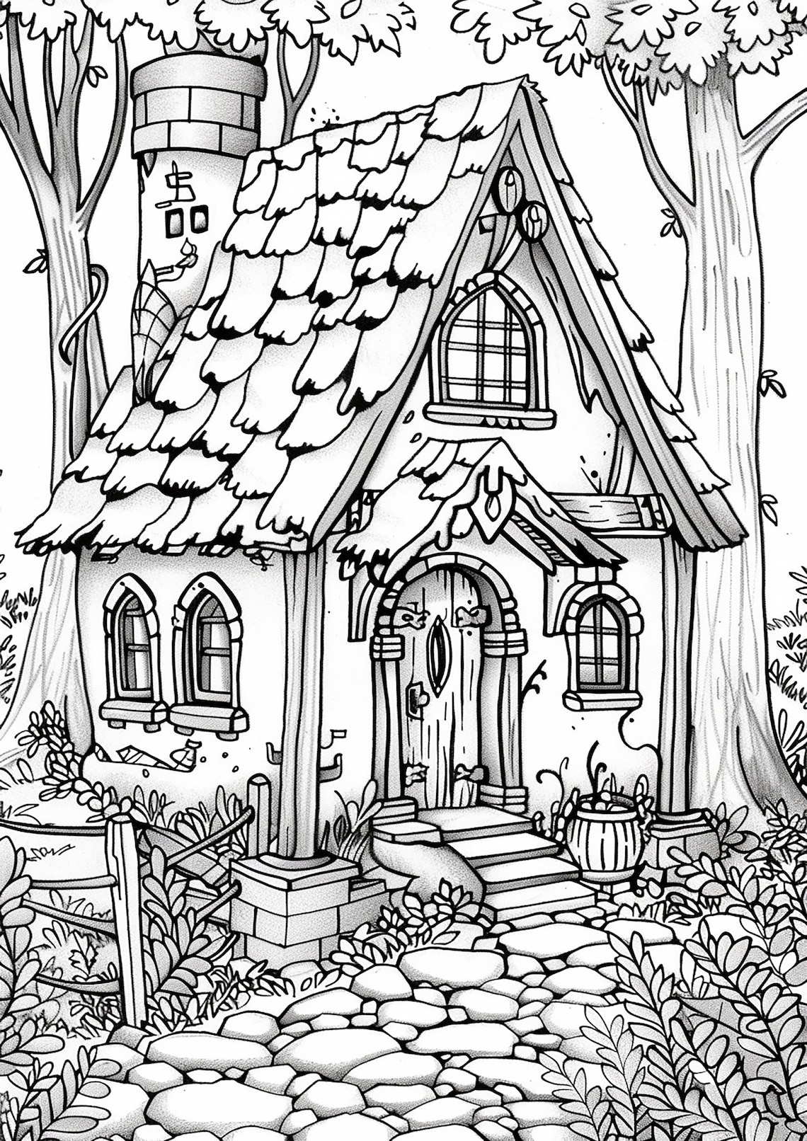 Fairy Houses Coloring Pages for Children and Adults to Print - Etsy