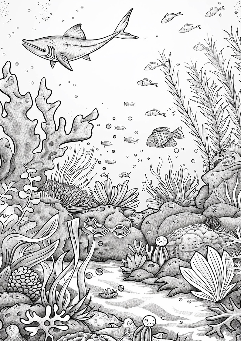 Coloring Pages of Sea World for Children and Adults to Print - Etsy