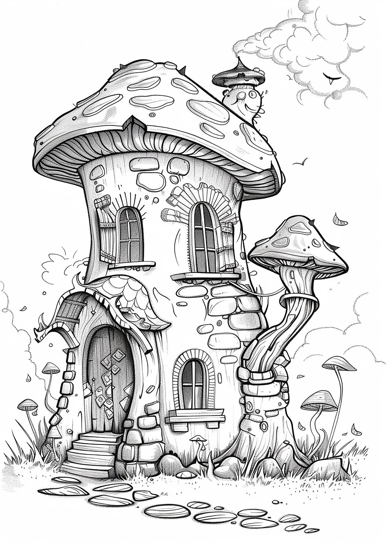 Fairy Houses Coloring Pages for Children and Adults to Print - Etsy