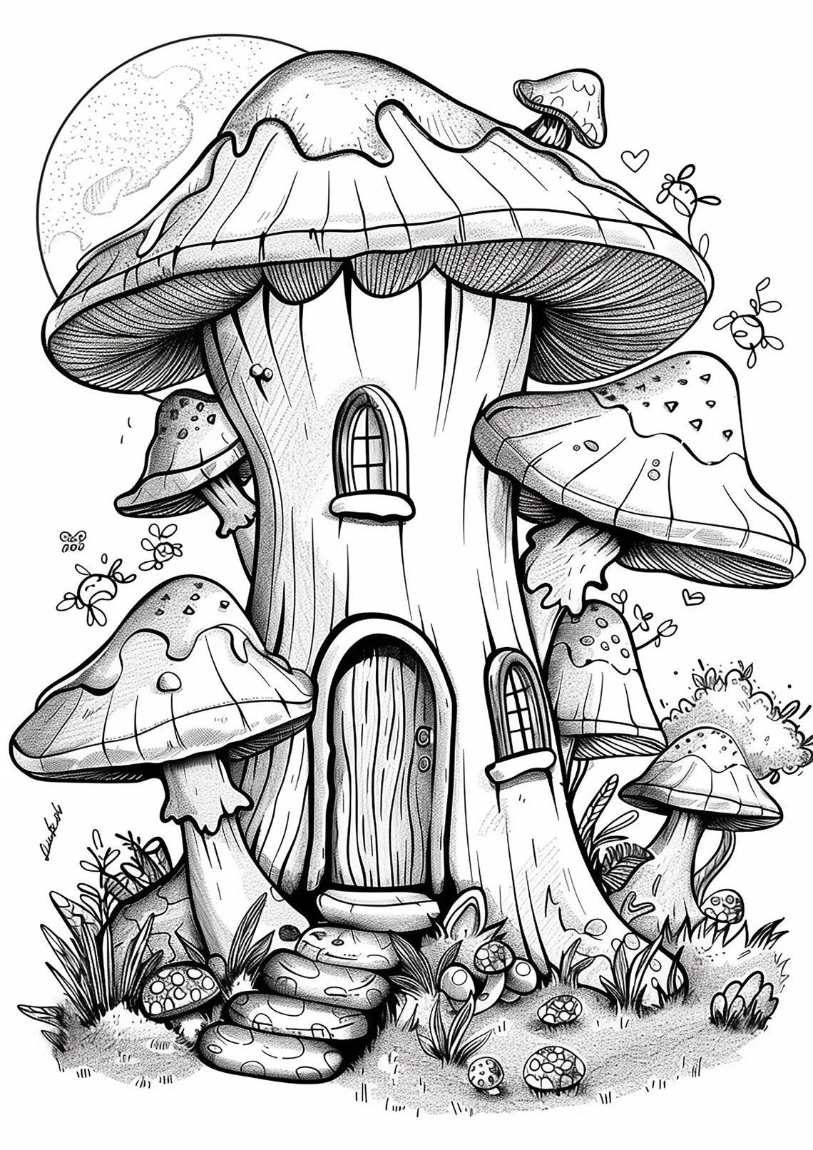 Fairy Houses Coloring Pages for Children and Adults to Print - Etsy