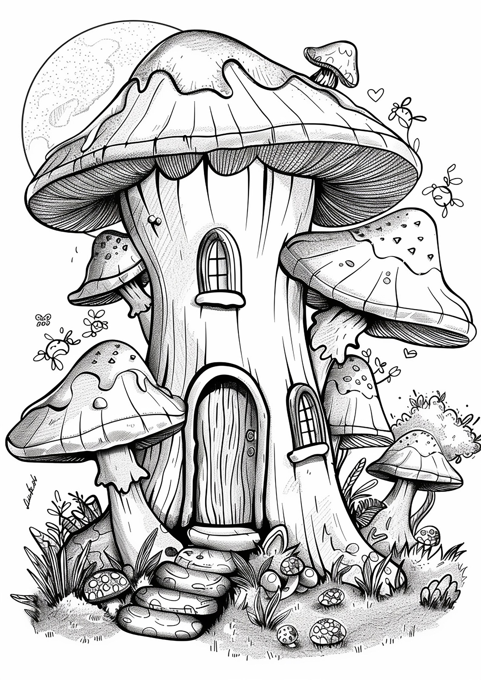Fairy Houses Coloring Pages for Children and Adults to Print - Etsy