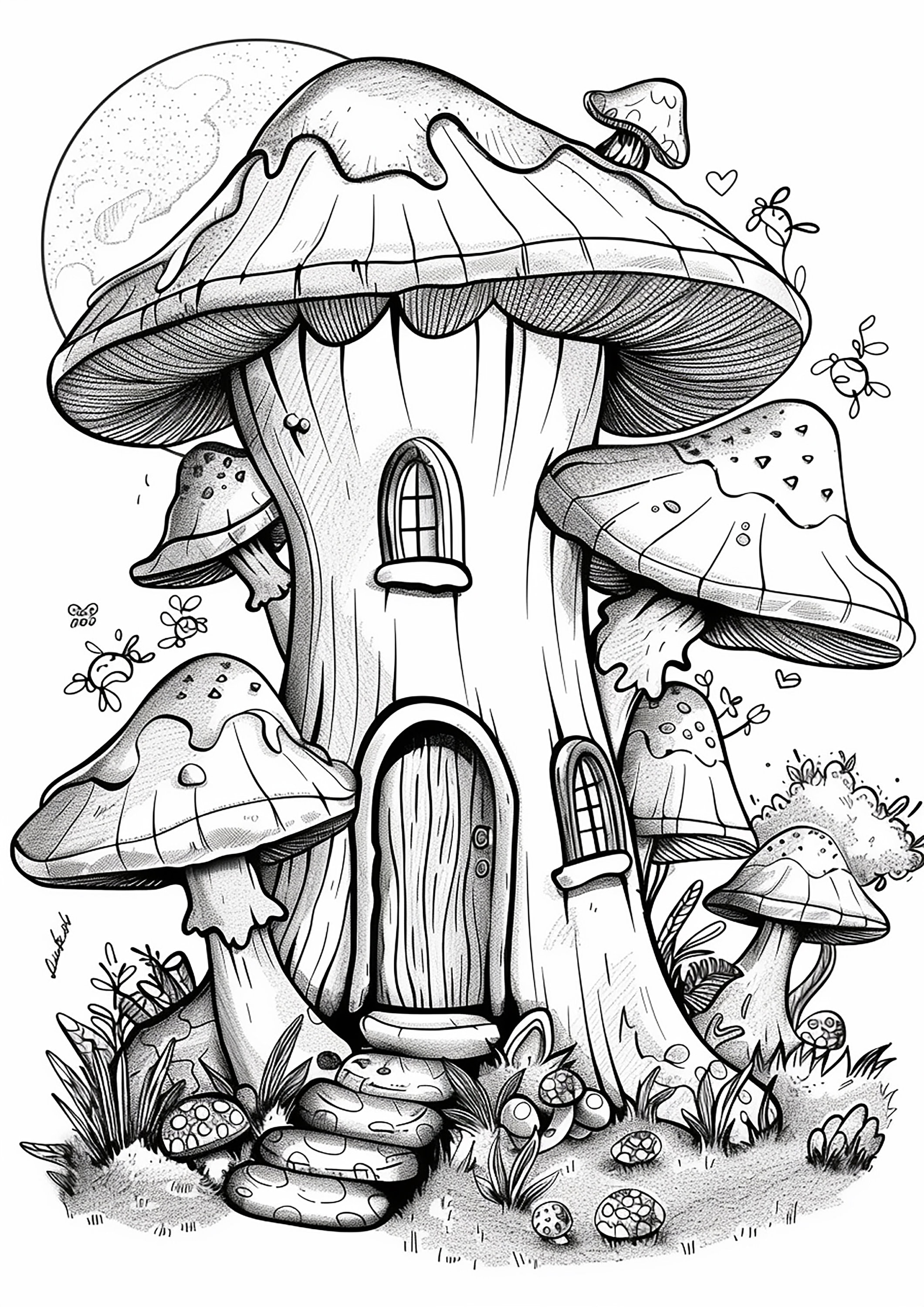 Fairy Houses Coloring Pages for Children and Adults to Print - Etsy