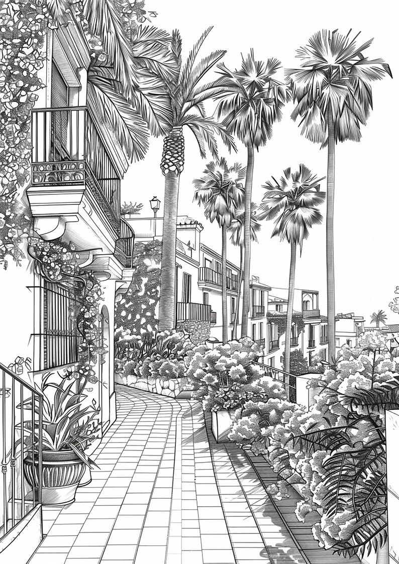 Mediterranean Themed Coloring Pages to Print for Adults and Children - Etsy