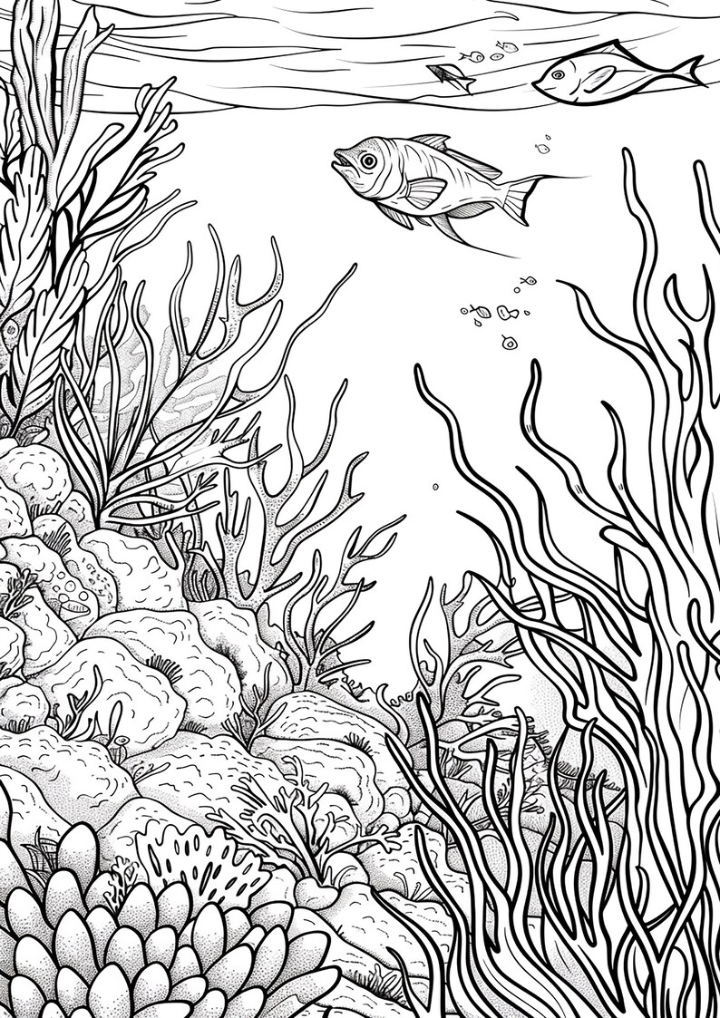 Coloring Pages of Sea World for Children and Adults to Print - Etsy