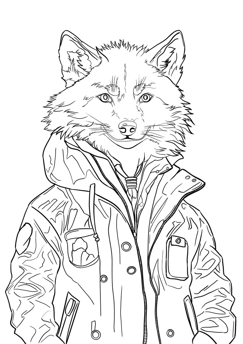 Coloring Pages of Animals in Clothes for Children and Adults to Print ...