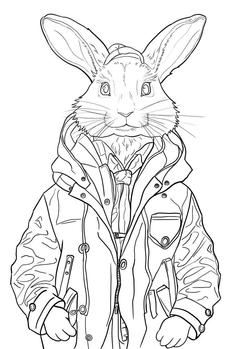 Coloring Pages of Animals in Clothes for Children and Adults to Print ...