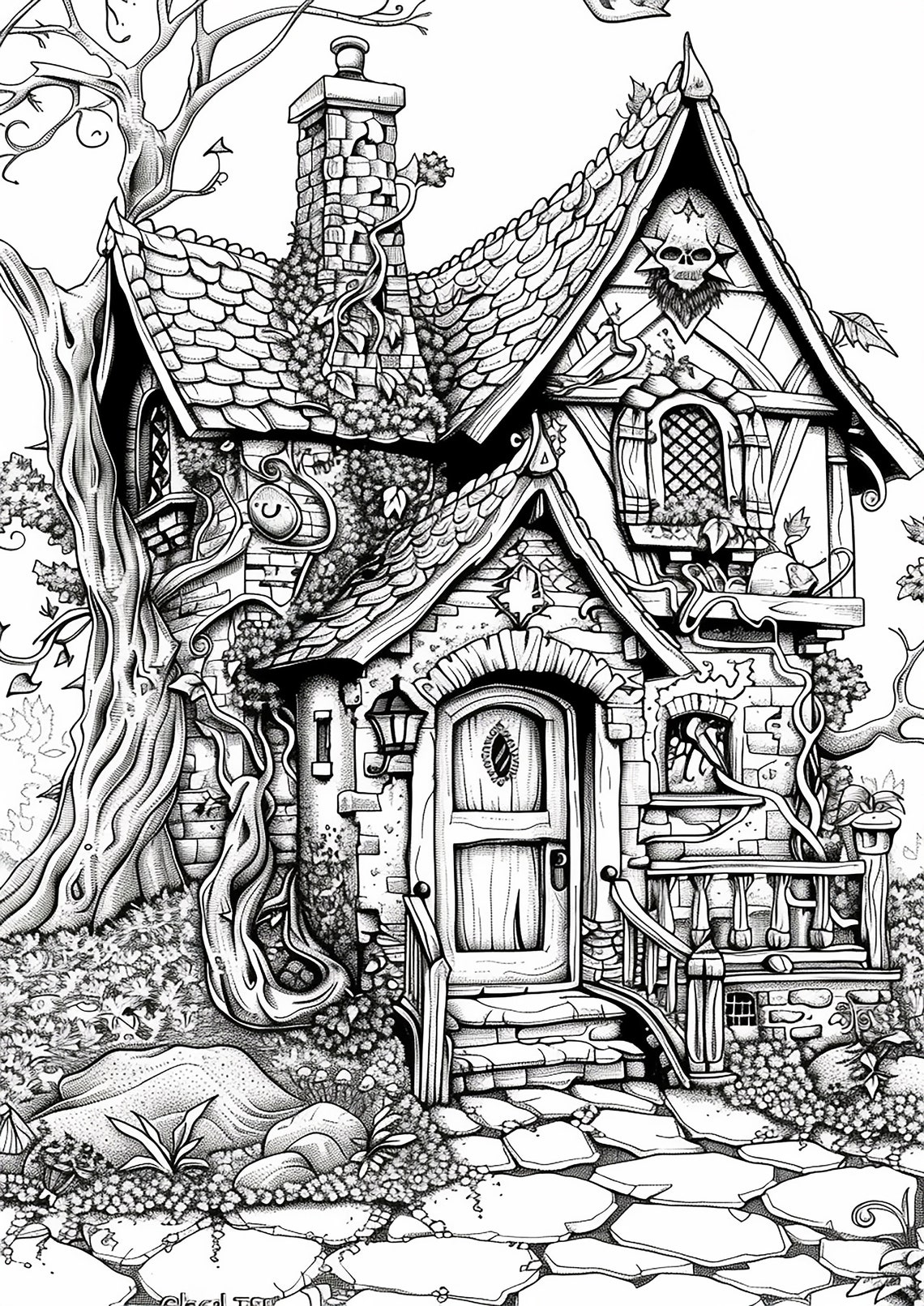 Fairy Houses Coloring Pages for Children and Adults to Print - Etsy