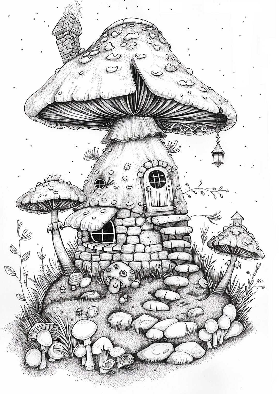 Fairy Houses Coloring Pages for Children and Adults to Print - Etsy