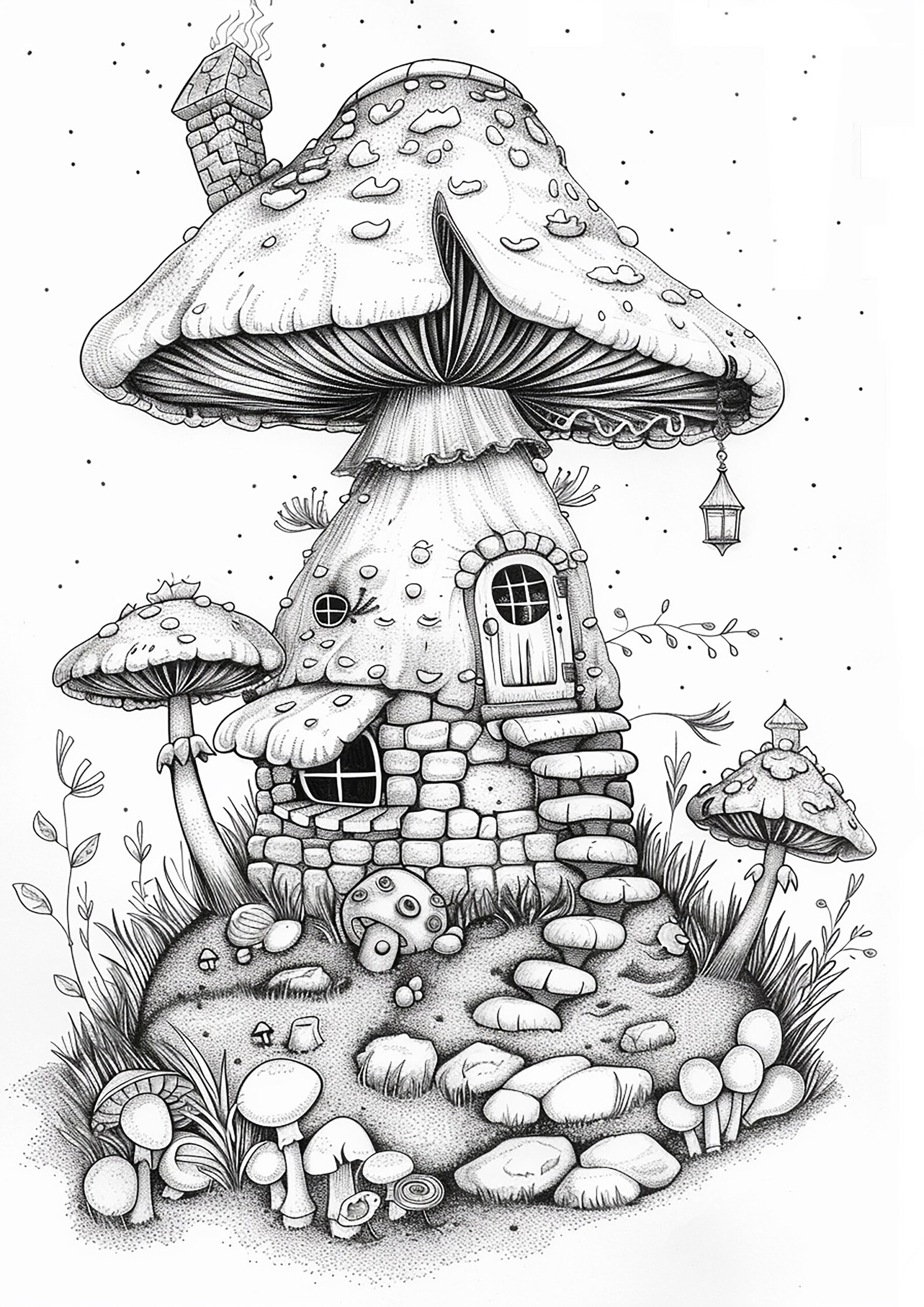 Fairy Houses Coloring Pages for Children and Adults to Print - Etsy