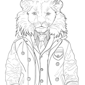 Coloring Pages of Animals in Clothes for Children and Adults to Print ...