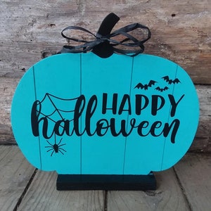 Teal Pumpkin Project Wooden Pumpkins Double Sided Design Fall Decor ...
