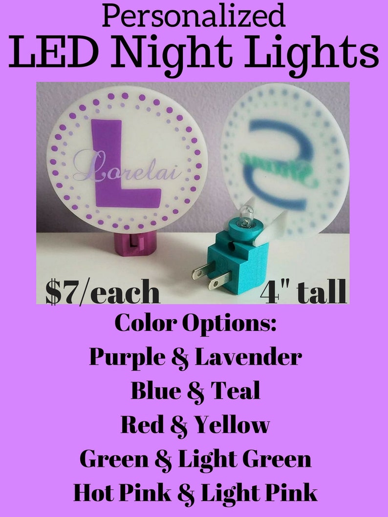 Personalized LED Night Lights monogram night light nursery | Etsy