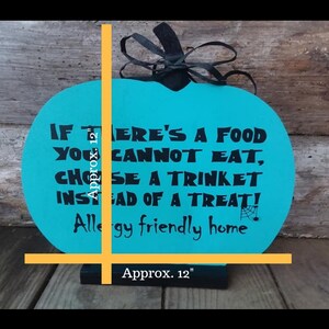 Teal Pumpkin Project Wooden Pumpkins Double Sided Design Fall Decor ...