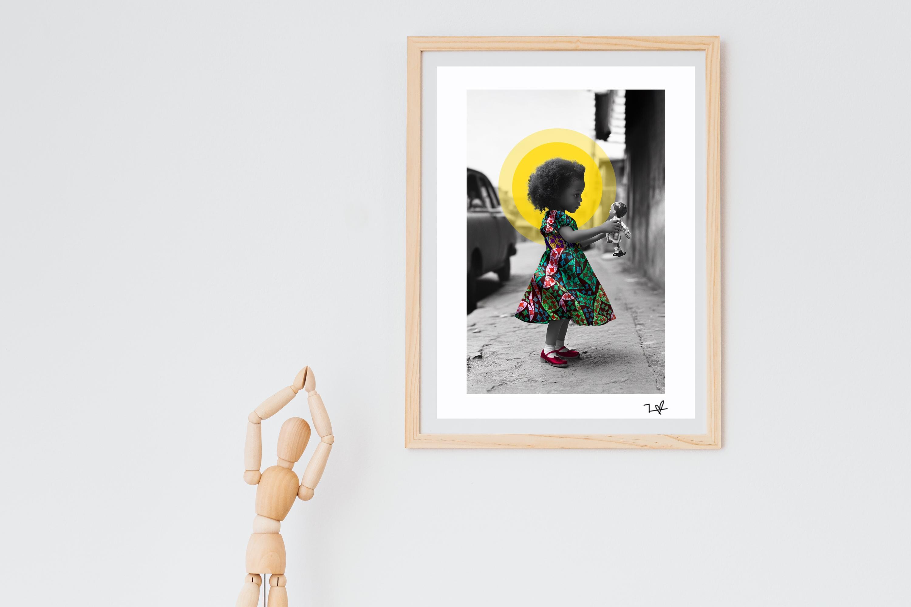 African Art Print: 'reflection Unfound' - Girl With Doll, Black Art ...