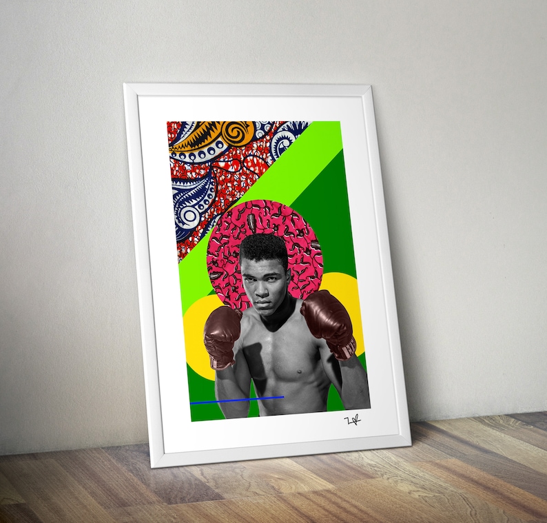 Muhammad Ali A4 / A3 Print African Fabric Collage Boxing - Etsy