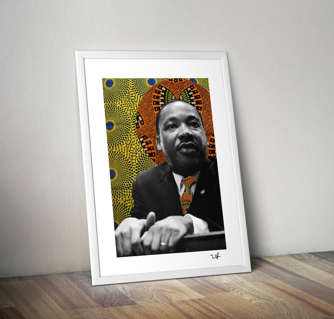 Martin Luther King A4 / A3 Print - African Fabric Collage - Black Art ...