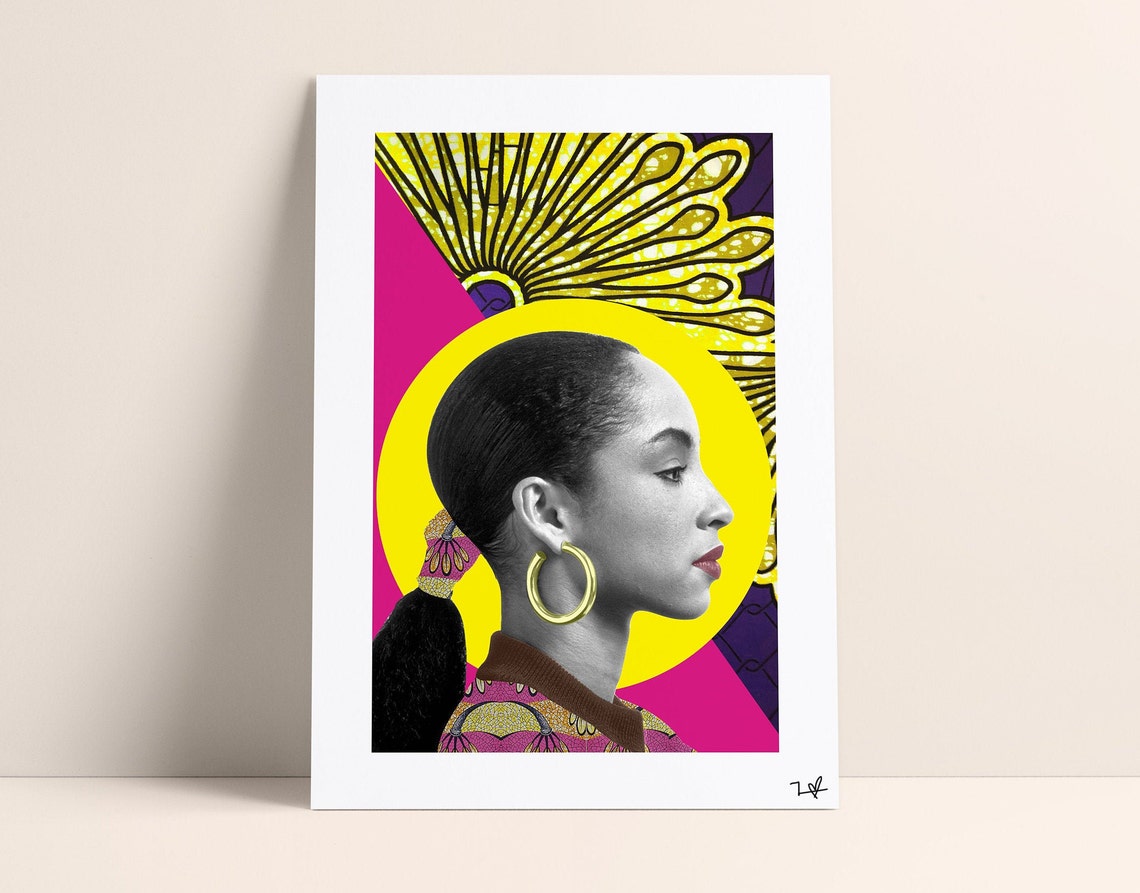 Sadé Print A4 / A3 Digital Collage Black Art - Etsy