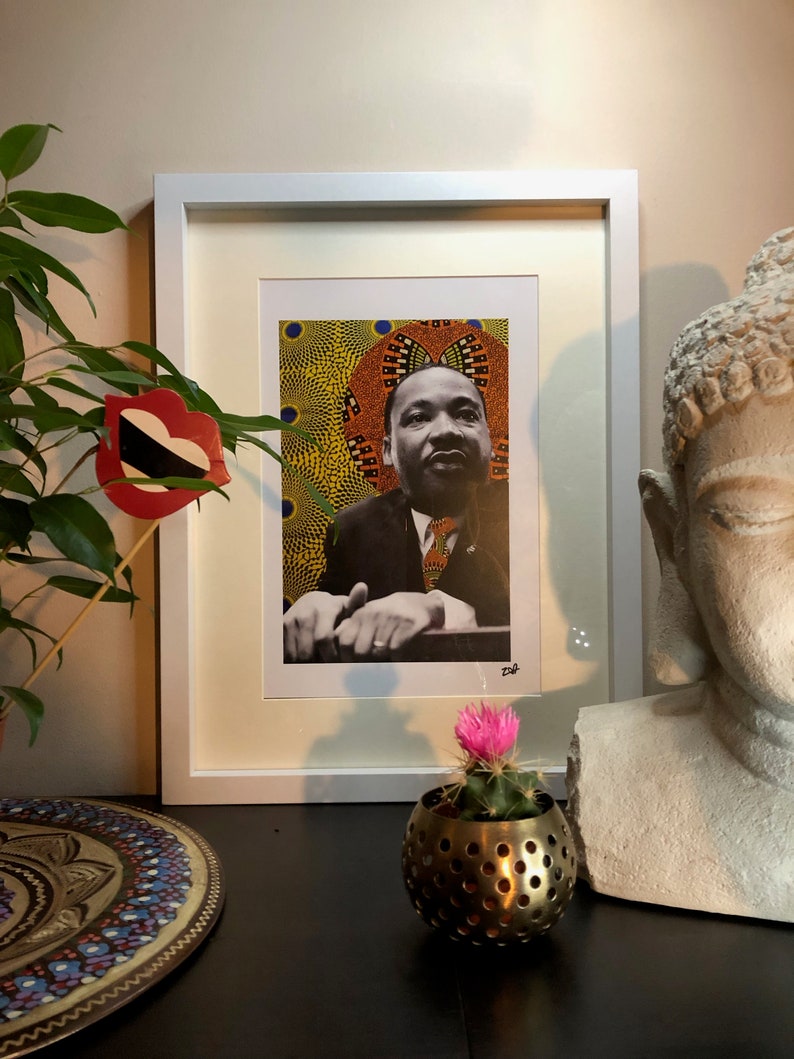 Martin Luther King A4 / A3 Print - African Fabric Collage - Black Art ...